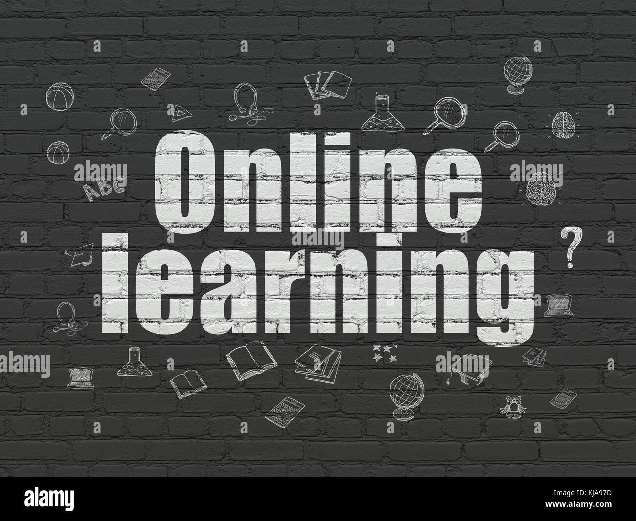 Learning concept: Online Learning on wall background Stock Photo - Alamy