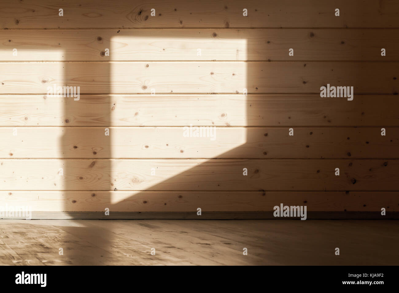 Wall with shadow pattern. Empty wooden house interior, background photo ...
