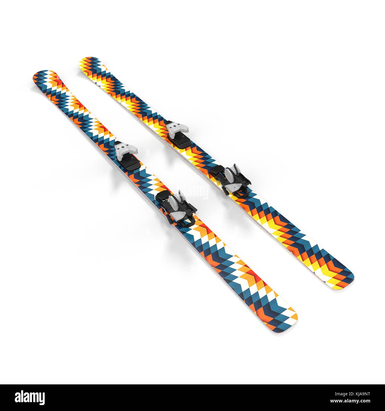 Pair of skis isolated on white, 3D Illustration Stock Photo - Alamy