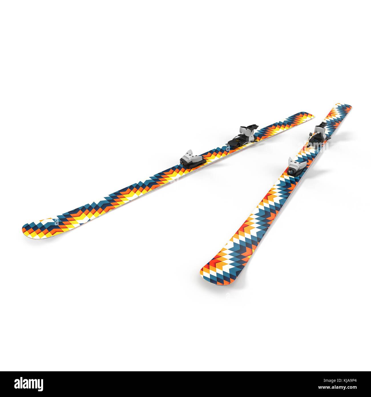 Pair of skis isolated on white, 3D Illustration Stock Photo - Alamy