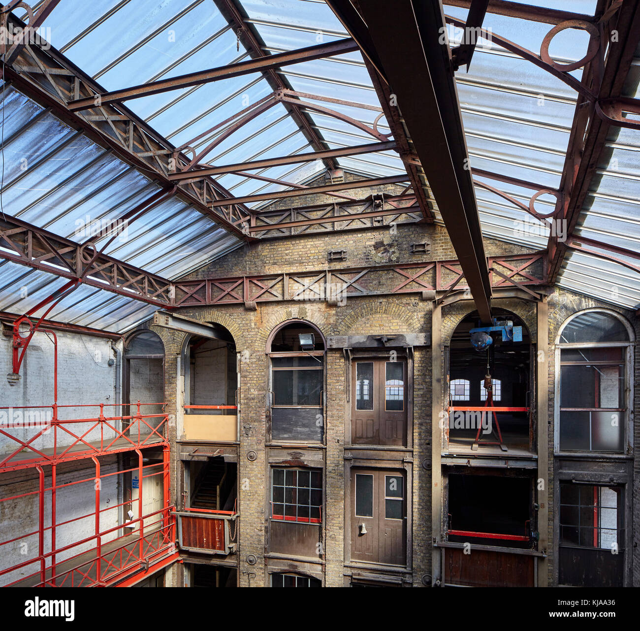 Upper part of full-height atrium with skylight and original features ...