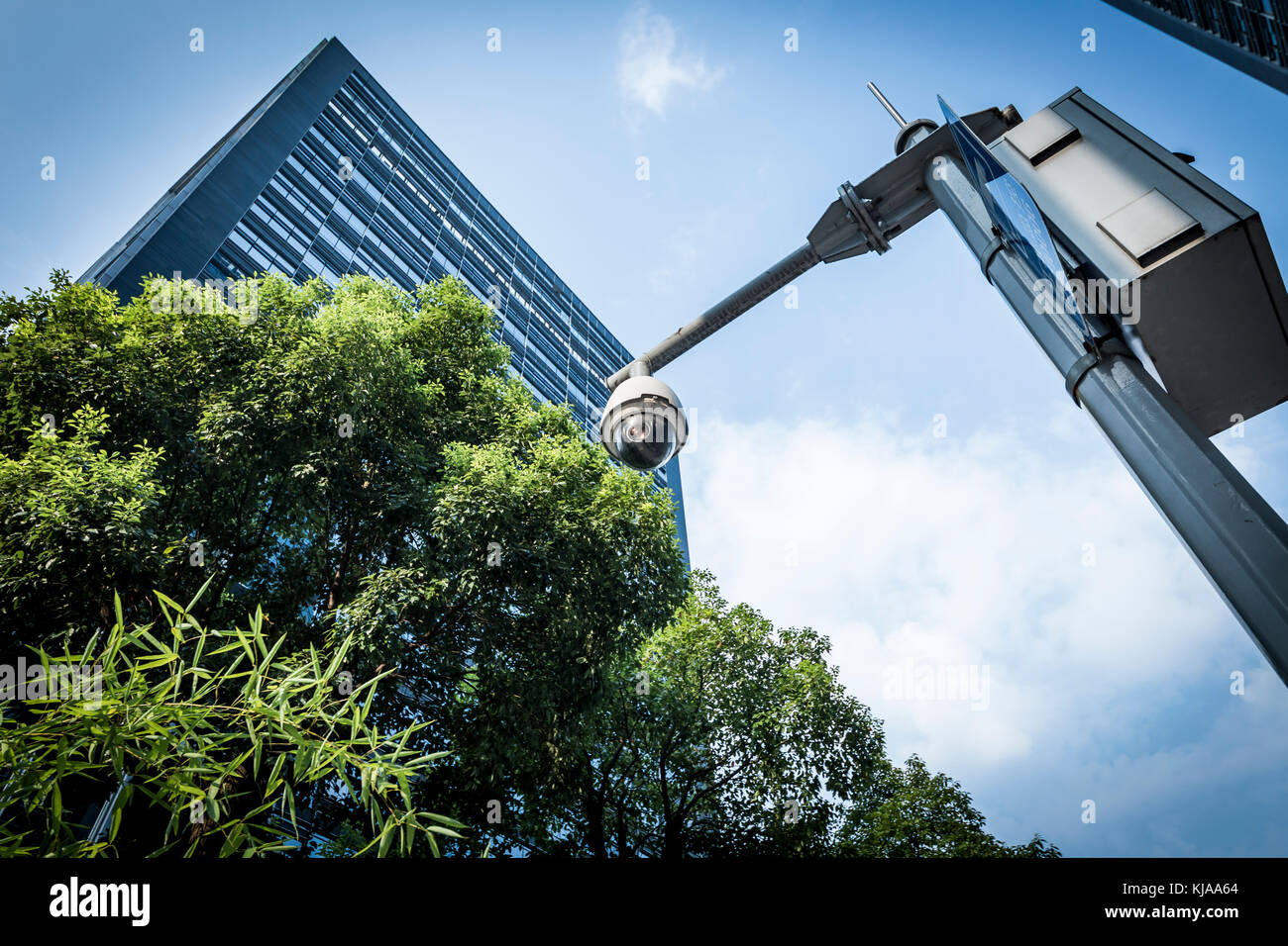CCTV security camera front of a building in city of China Stock Photo ...