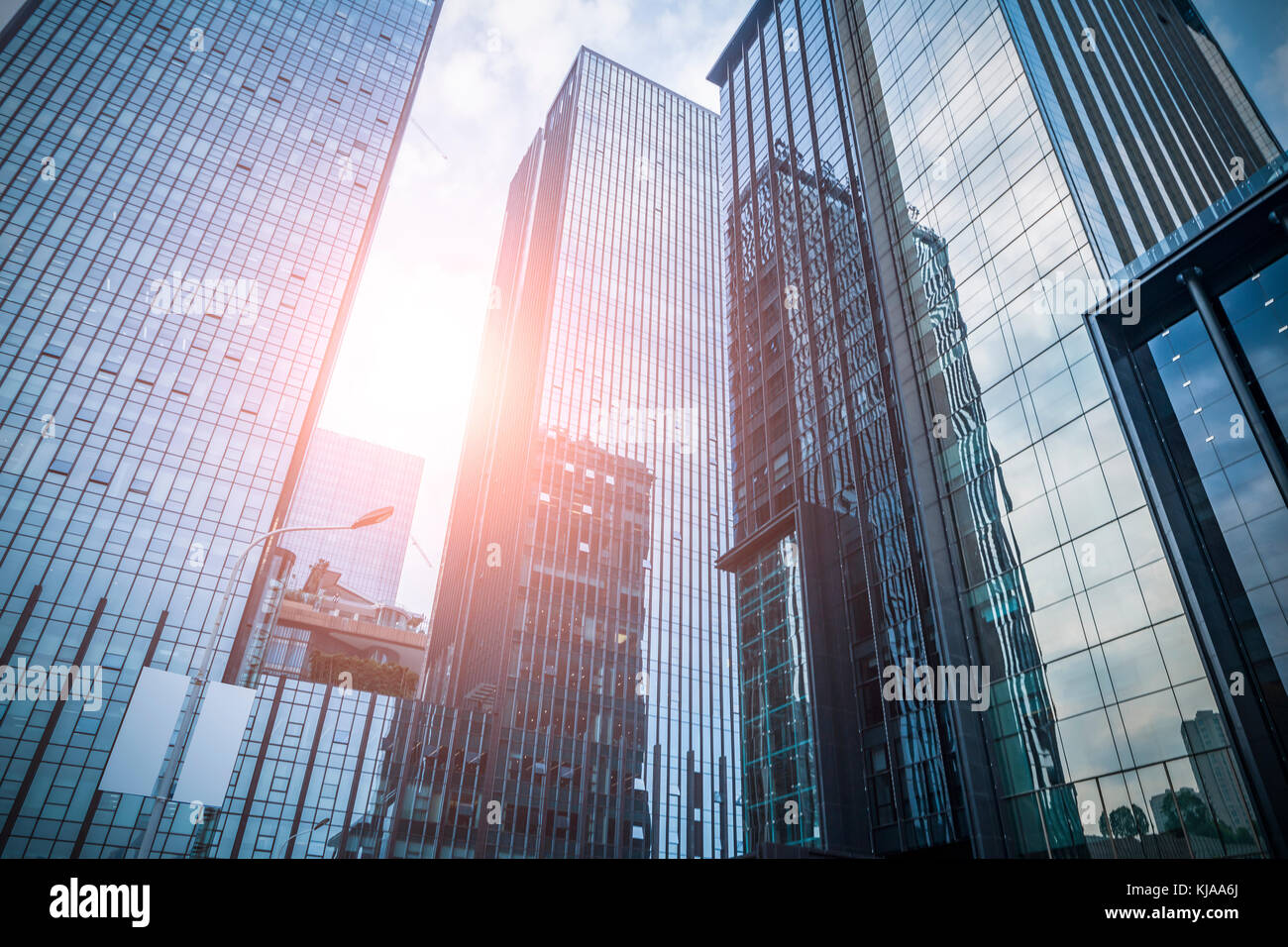 Bottom view of office building window close up Stock Photo - Alamy