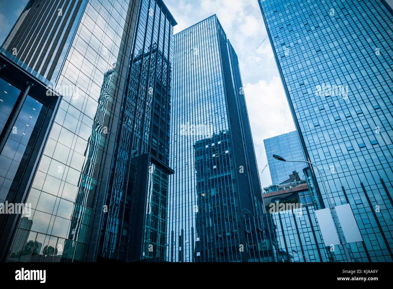 Bottom view of office building window close up Stock Photo - Alamy