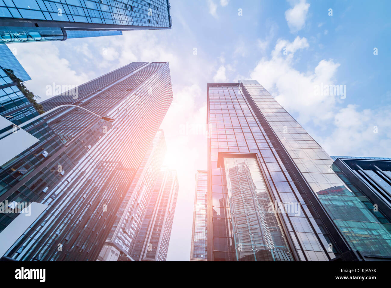 Bottom view of office building window close up Stock Photo - Alamy