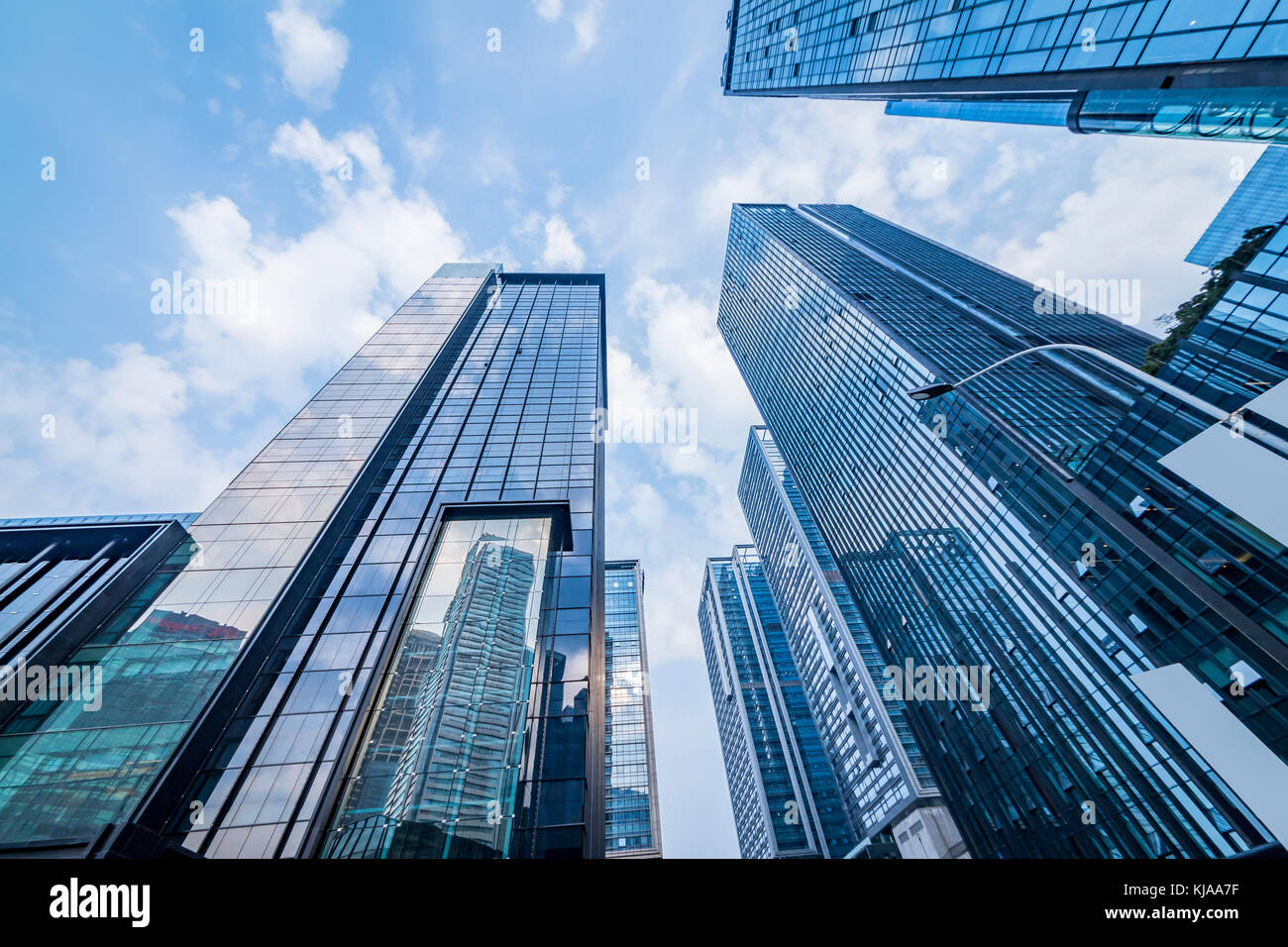 Bottom view of office building window close up Stock Photo - Alamy