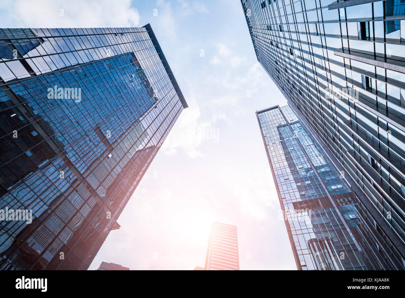 Bottom view of office building window close up Stock Photo - Alamy