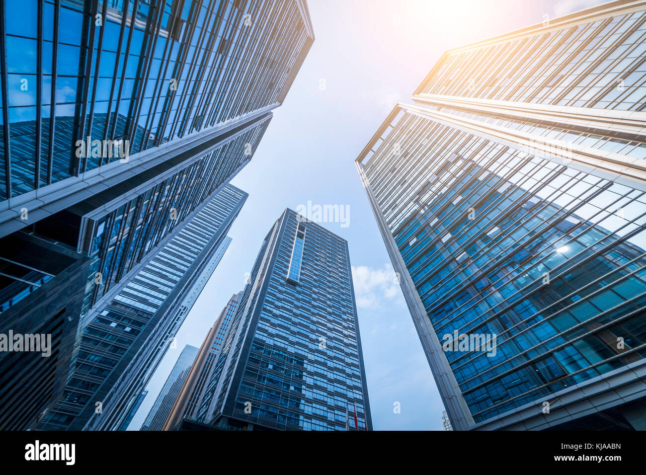 Bottom view of office building window close up Stock Photo - Alamy