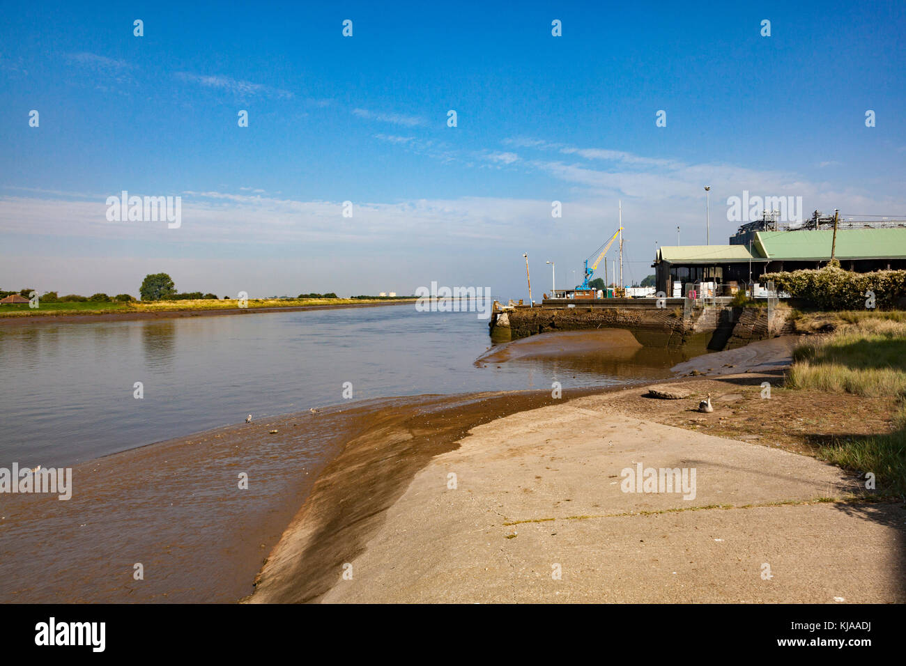 View of a small quay on the River Great Ouse at King's Lynn, Norfolk ...