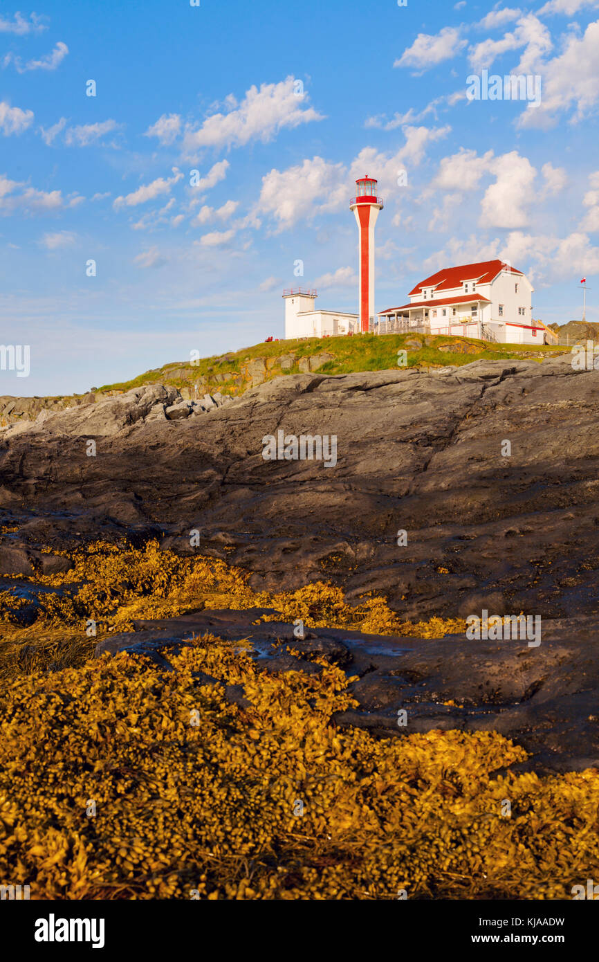 Cape Forchu Lighthouse seen in the morning. Nova Scotia, Canada Stock ...