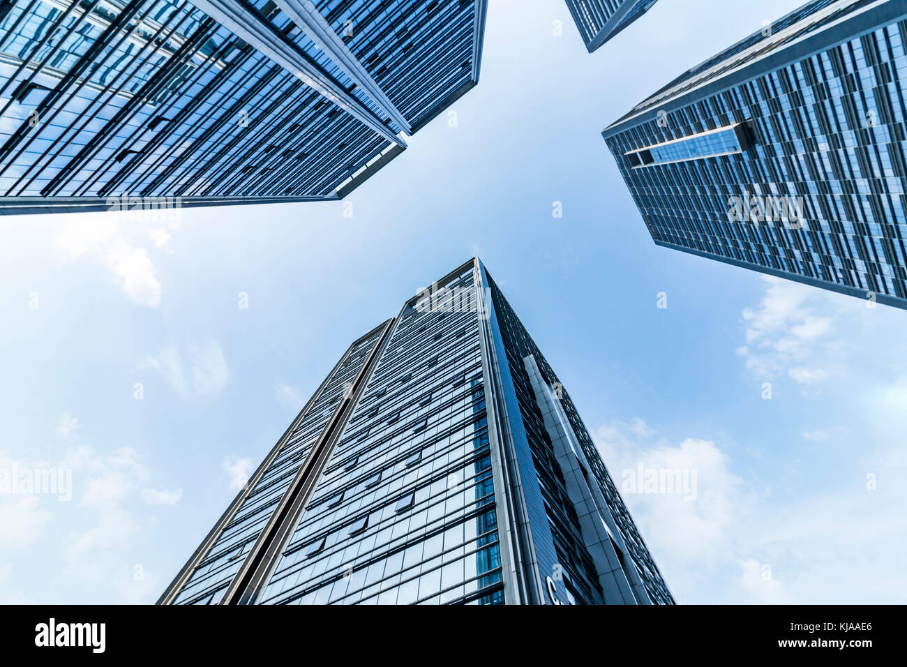 Bottom view of office building window close up Stock Photo - Alamy