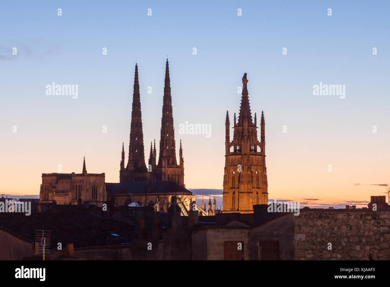 Saint Andre Cathedral on Place Pey-Berland in Bordeaux. Bordeaux ...