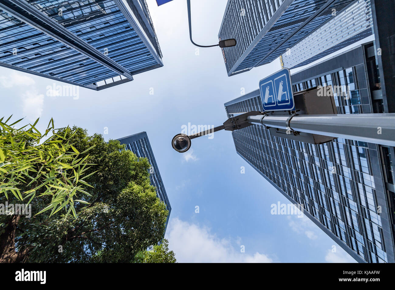 CCTV security camera front of a building in city of China Stock Photo ...