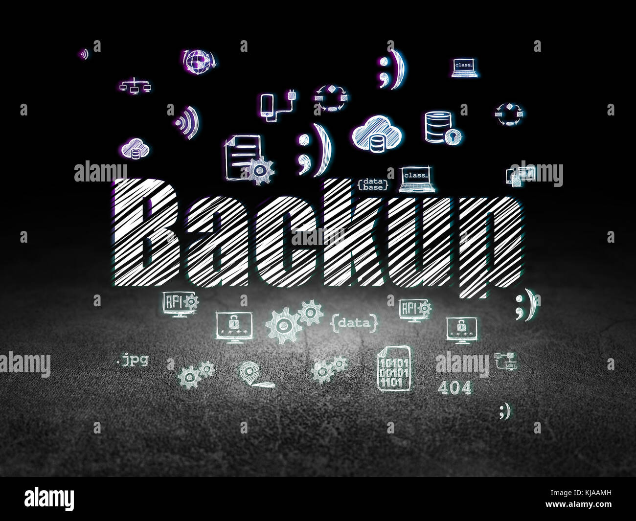 Database concept: Backup in grunge dark room Stock Photo - Alamy