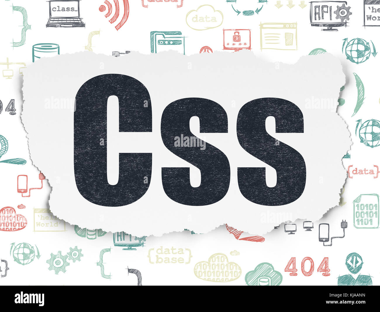 Database concept: Css on Torn Paper background Stock Photo - Alamy