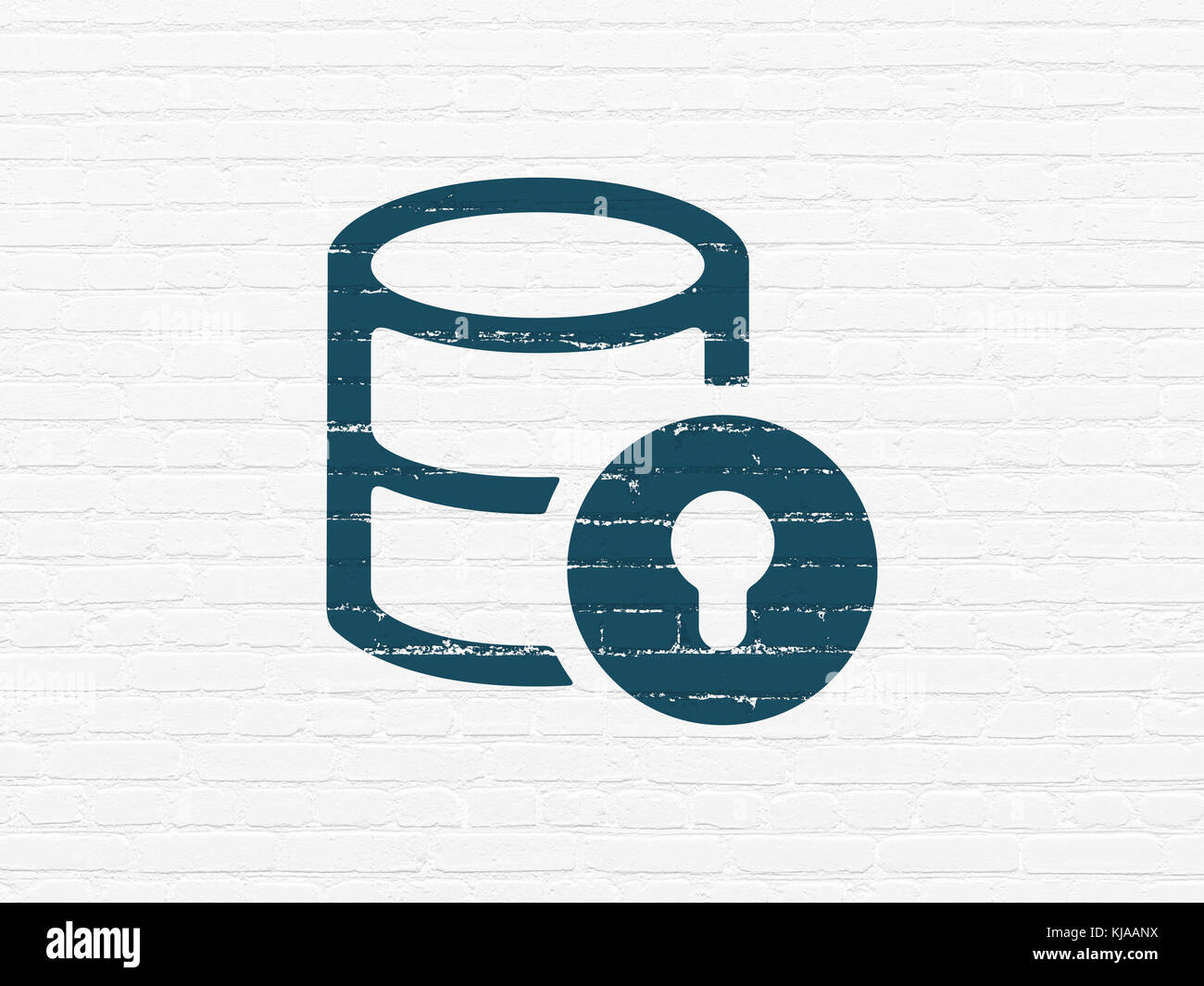 Database concept: Database With Lock on wall background Stock Photo - Alamy
