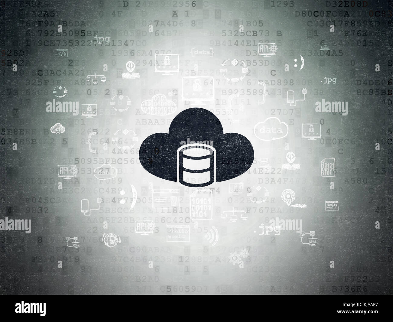 Database concept: Database With Cloud on Digital Data Paper background ...