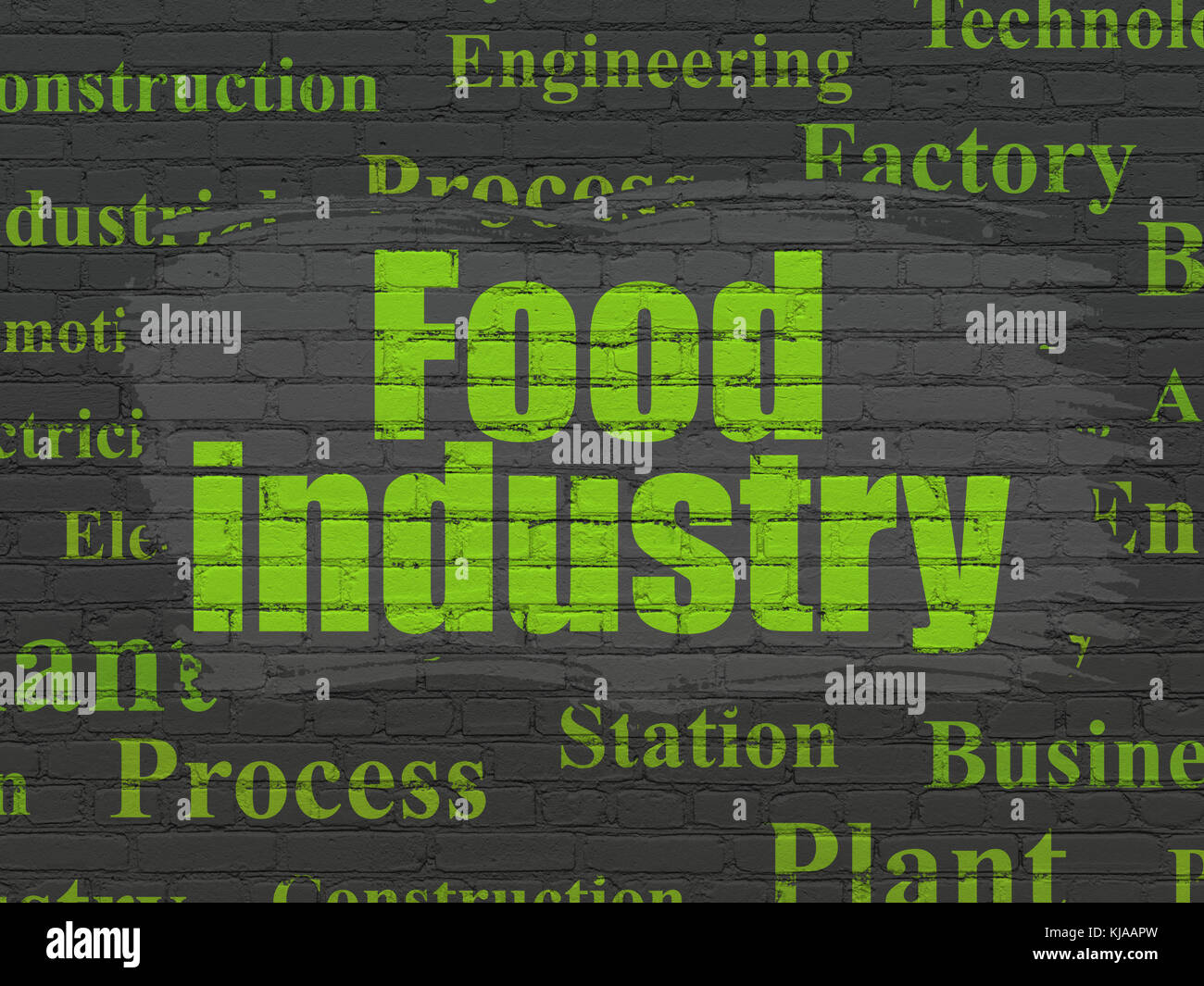 Manufacuring concept: Food Industry on wall background Stock Photo - Alamy