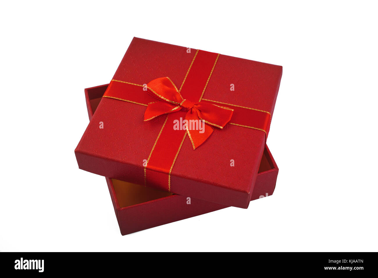 Open red gift box with ribbon isolated on white background Stock Photo ...