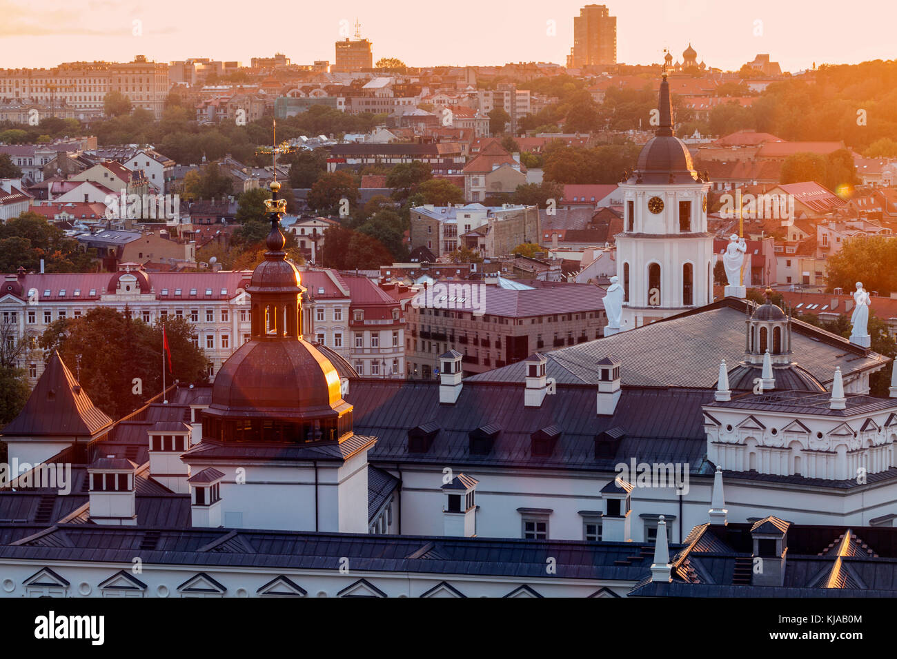 Architecture of Vilnius. Aerial panorama of Vilnius at sunset. Vilnius ...