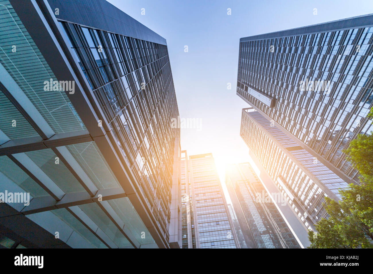 Bottom view of office building window close up Stock Photo - Alamy