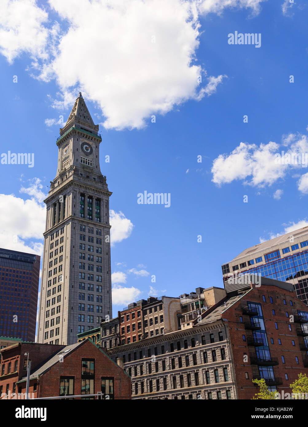 Iconic on Clock Tower in Boston Skyline Stock Photo - Alamy