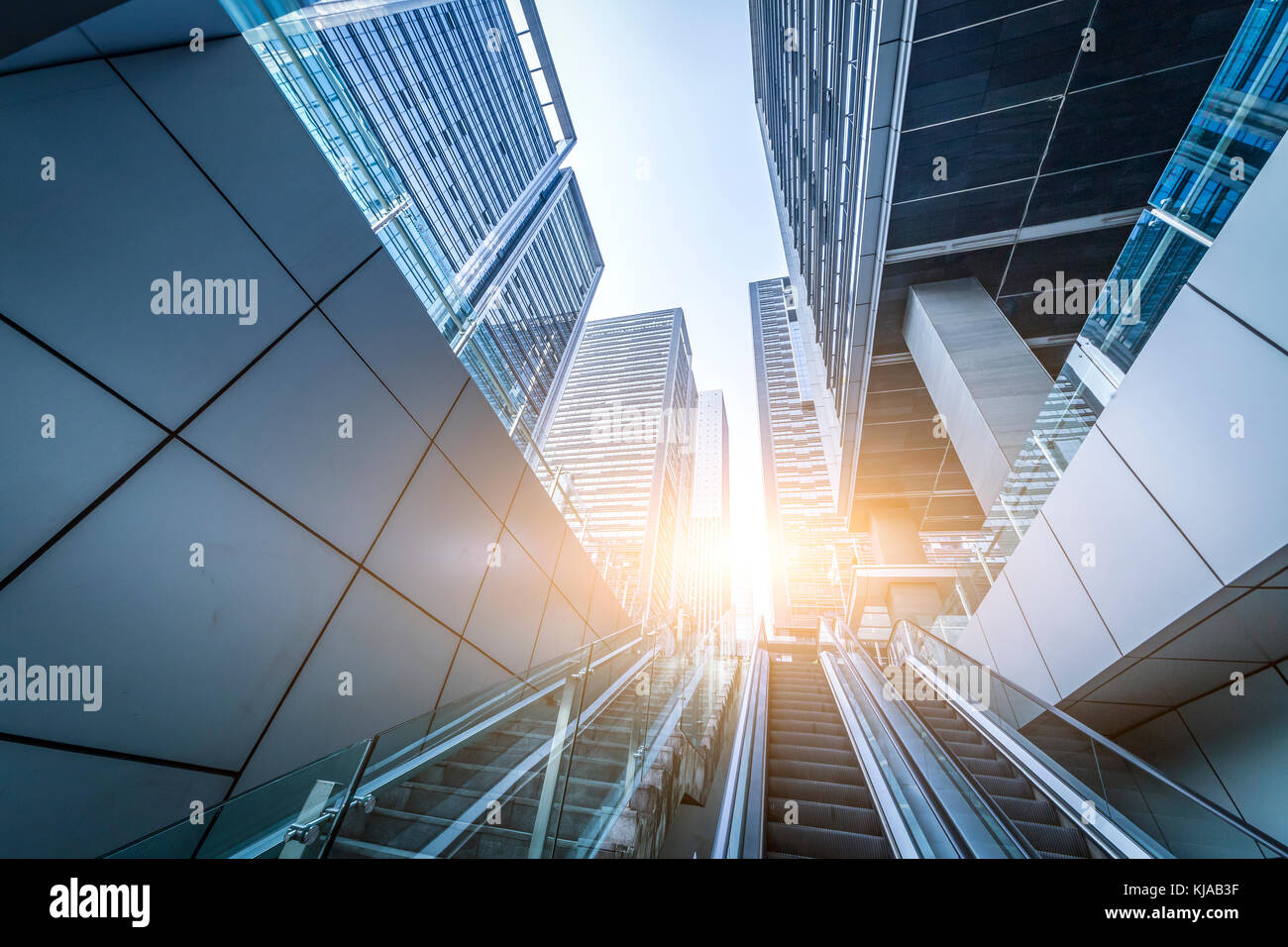 Bottom view of office building window close up Stock Photo - Alamy