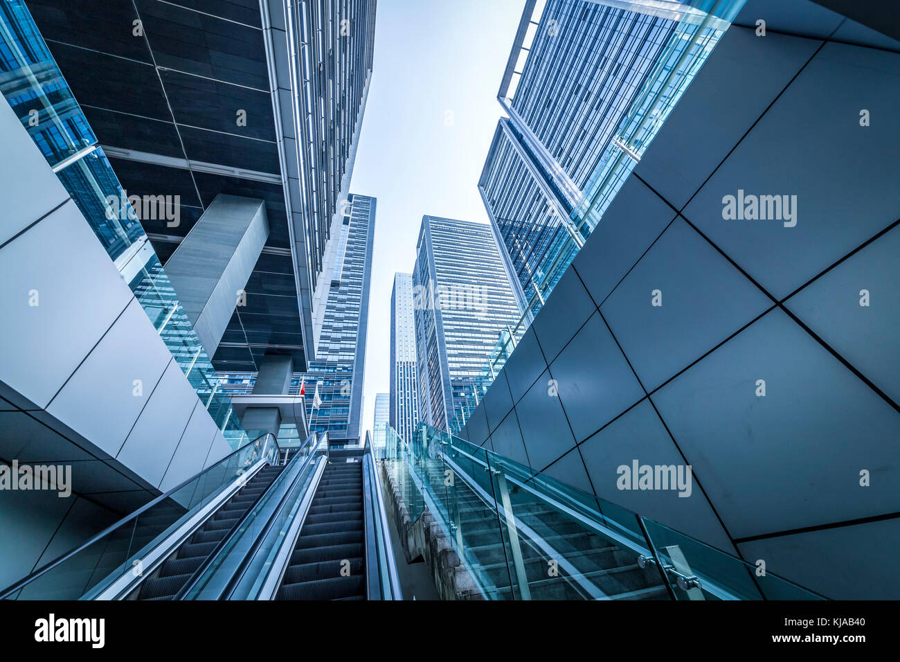 Bottom view of office building window close up Stock Photo - Alamy