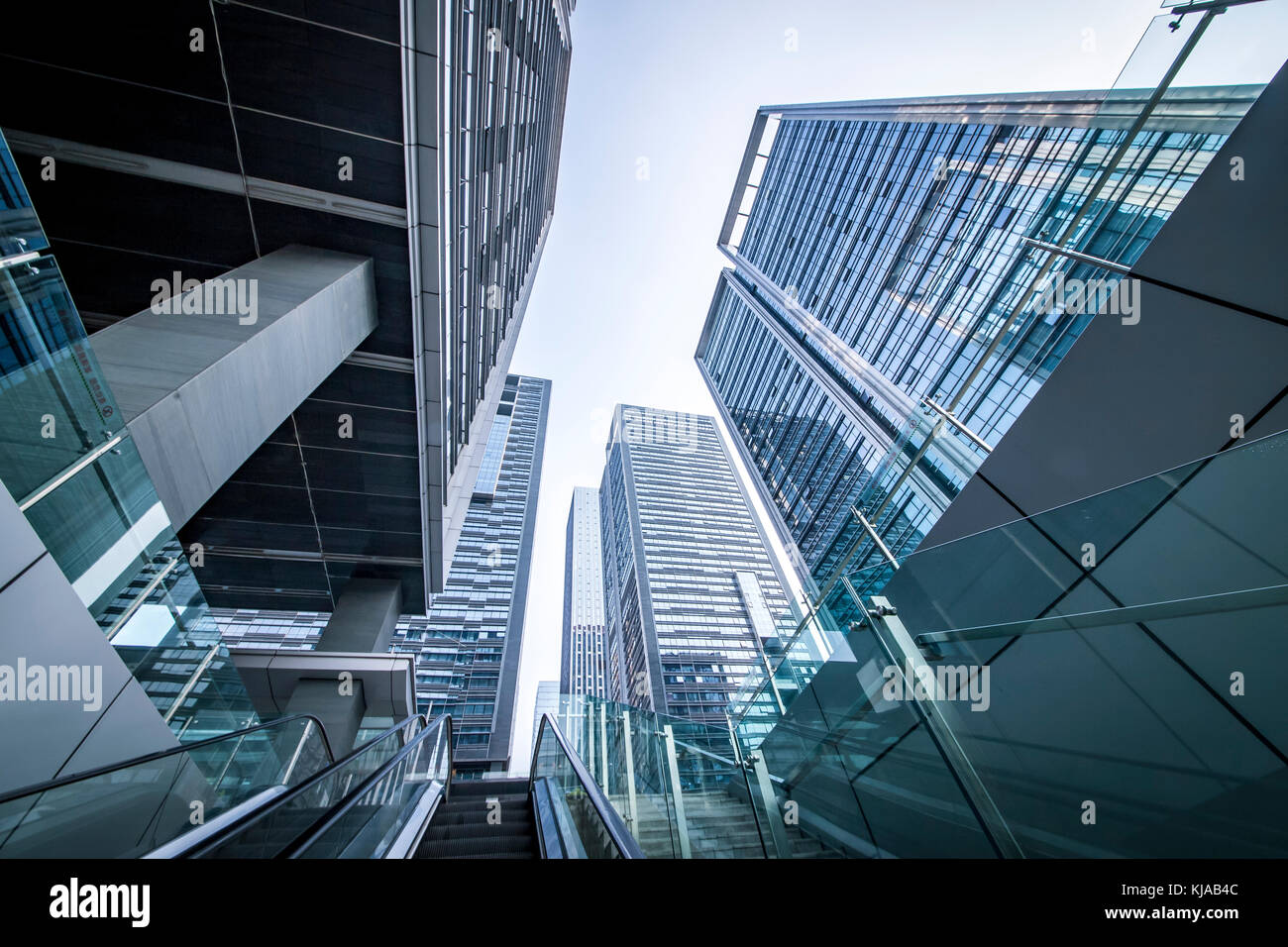 Bottom view of office building window close up Stock Photo - Alamy