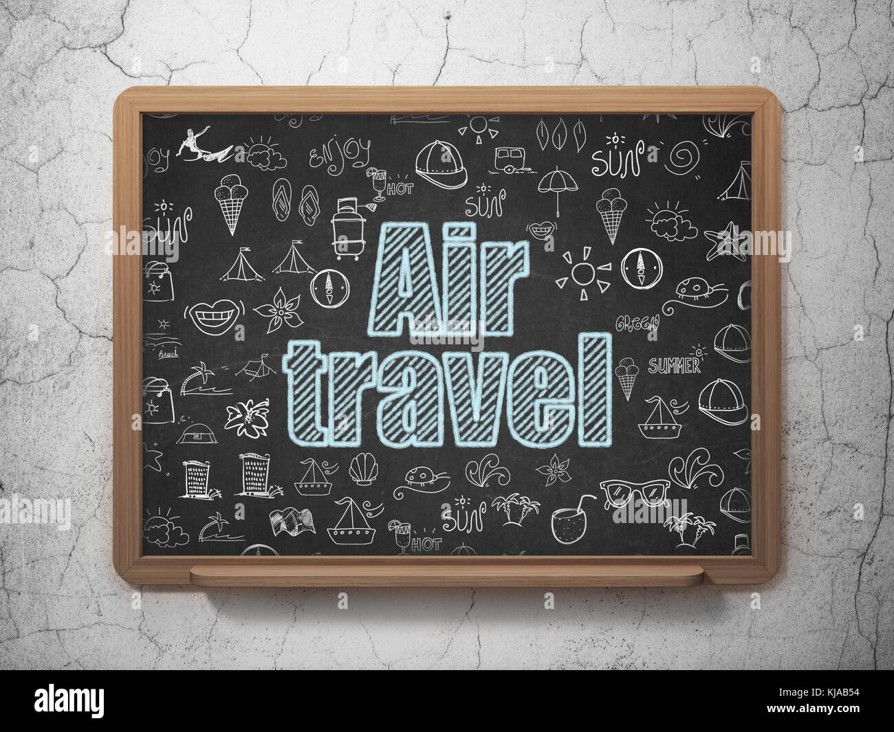 Vacation concept: Air Travel on School board background Stock Photo - Alamy