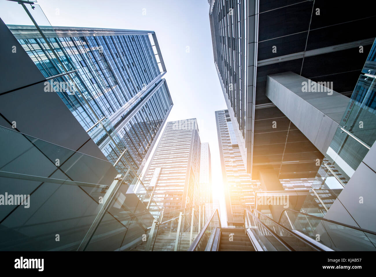Bottom view of office building window close up Stock Photo - Alamy