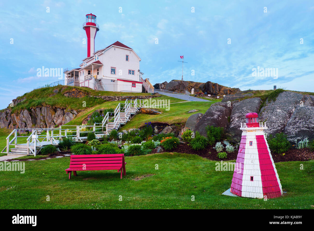 Cape Forchu Lighthouse at dawn. Nova Scotia, Canada Stock Photo - Alamy