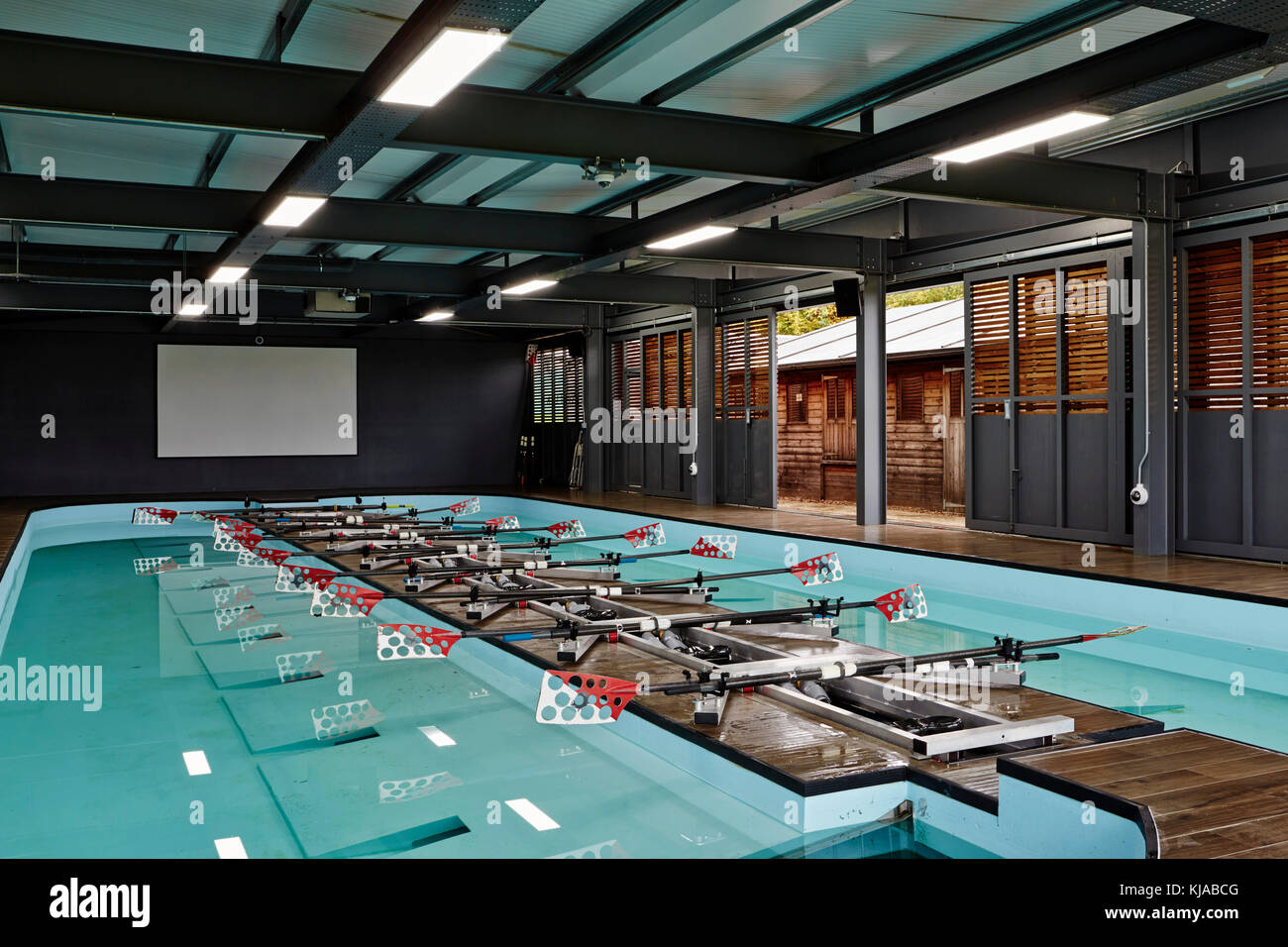 Interior view looking towards rowing simulator screen. Radley Rowing ...