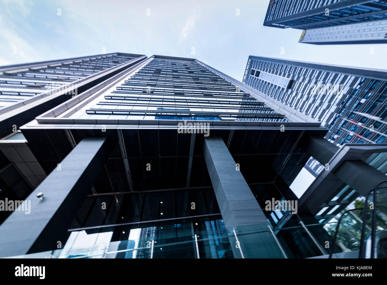 Bottom view of office building window close up Stock Photo - Alamy