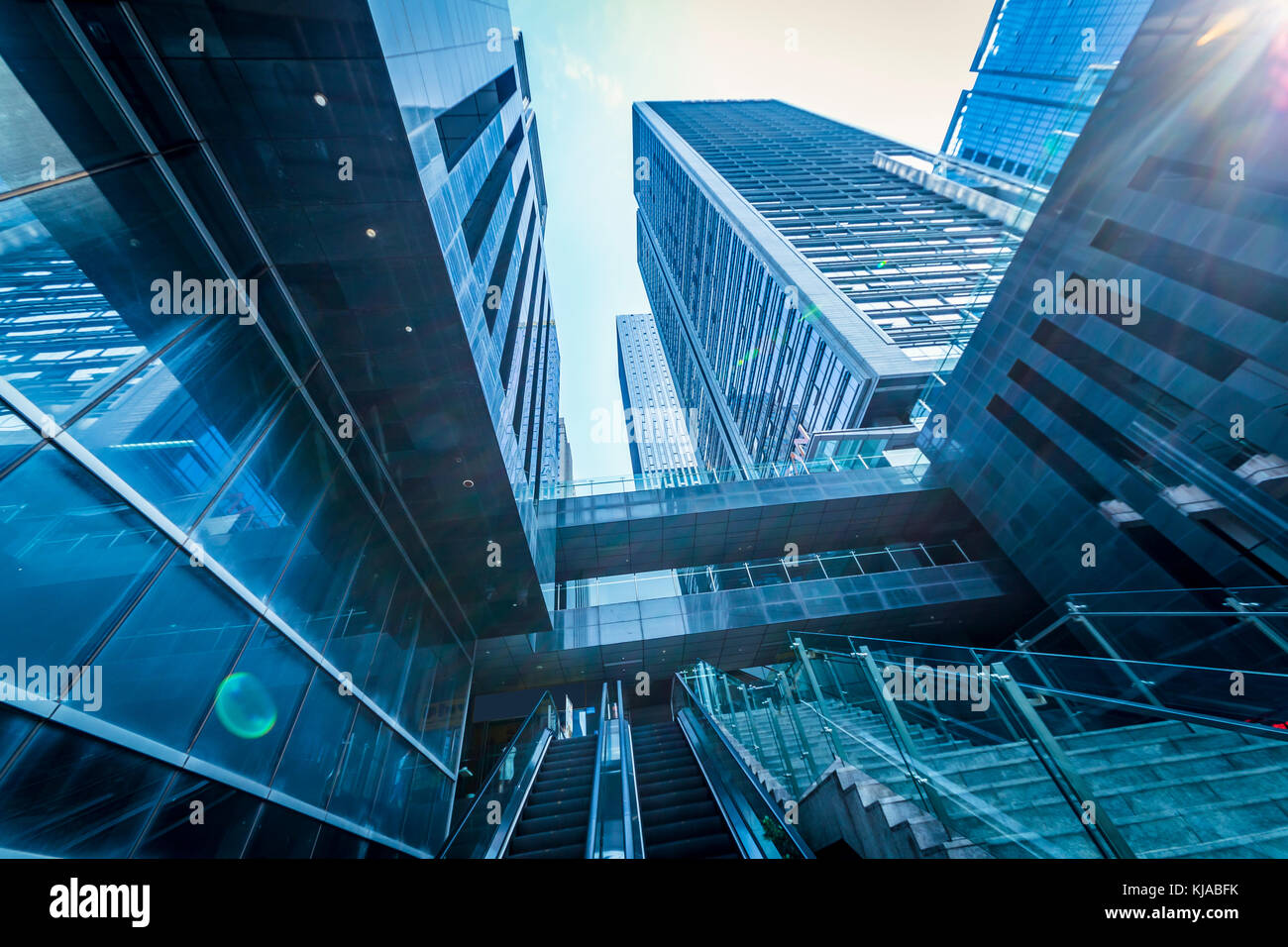 Bottom view of office building window close up Stock Photo - Alamy
