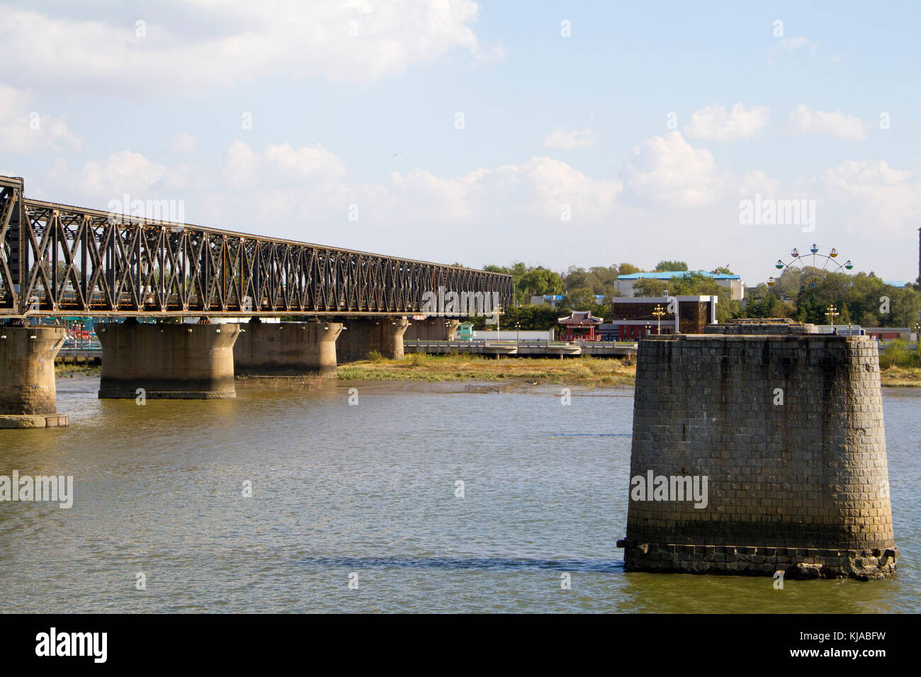 The Sino-Korean Friendship Bridge in Sinuiju North Korea. It is a major ...