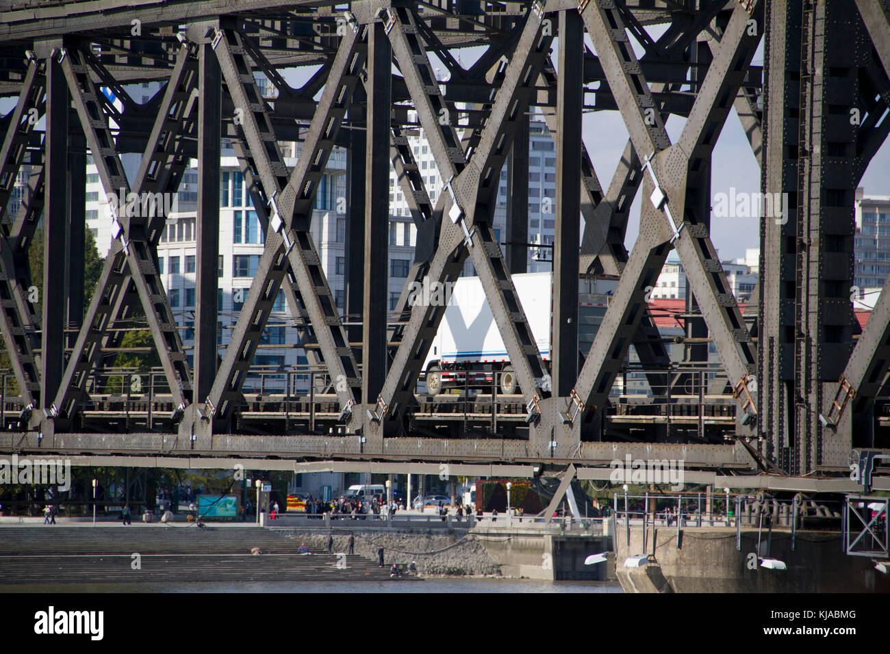 A truck rides out of North Korea the Sino-Korean Friendship Bridge in ...