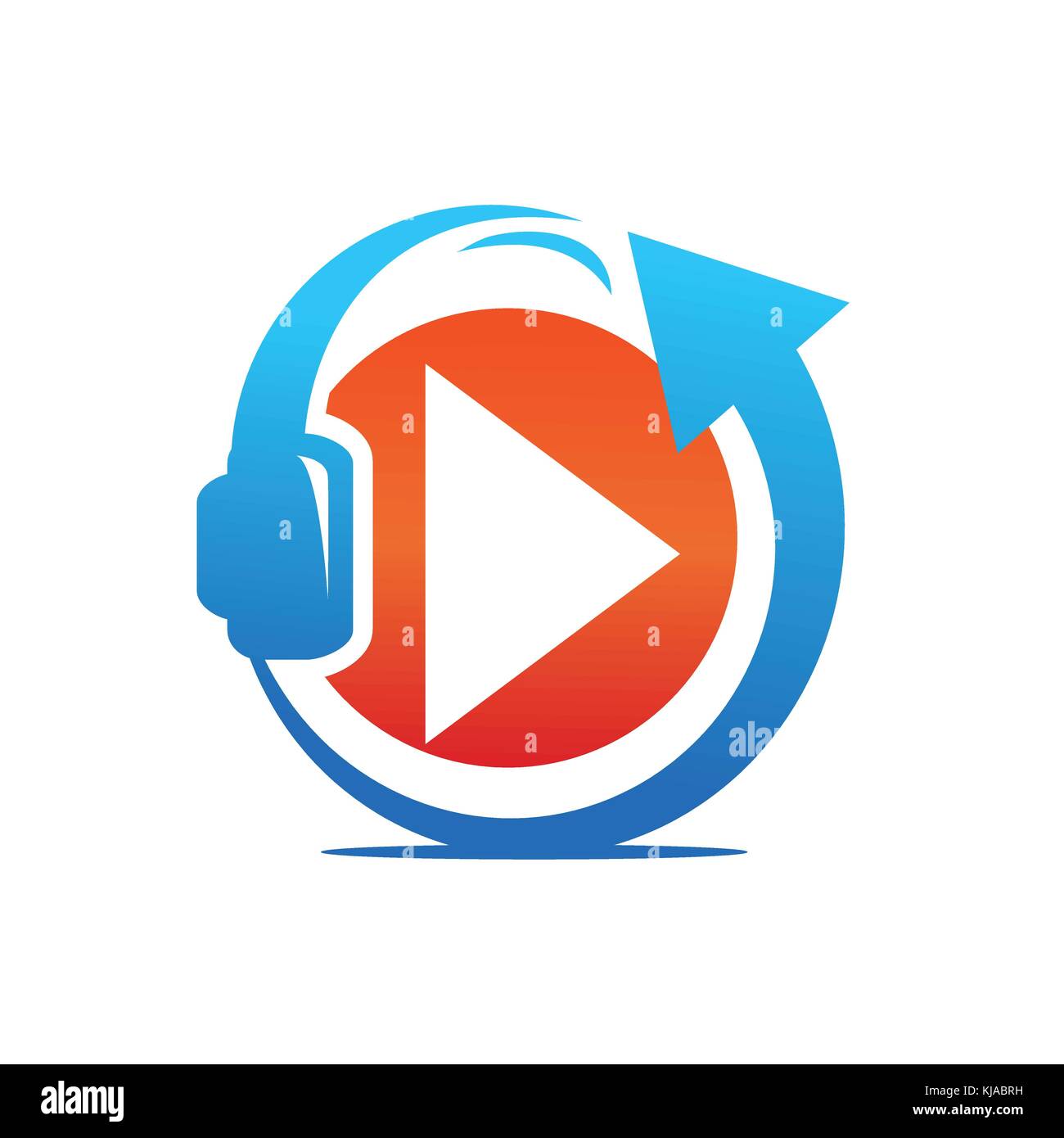 media symbol with headphone and arrow, play sign, play sign converter ...