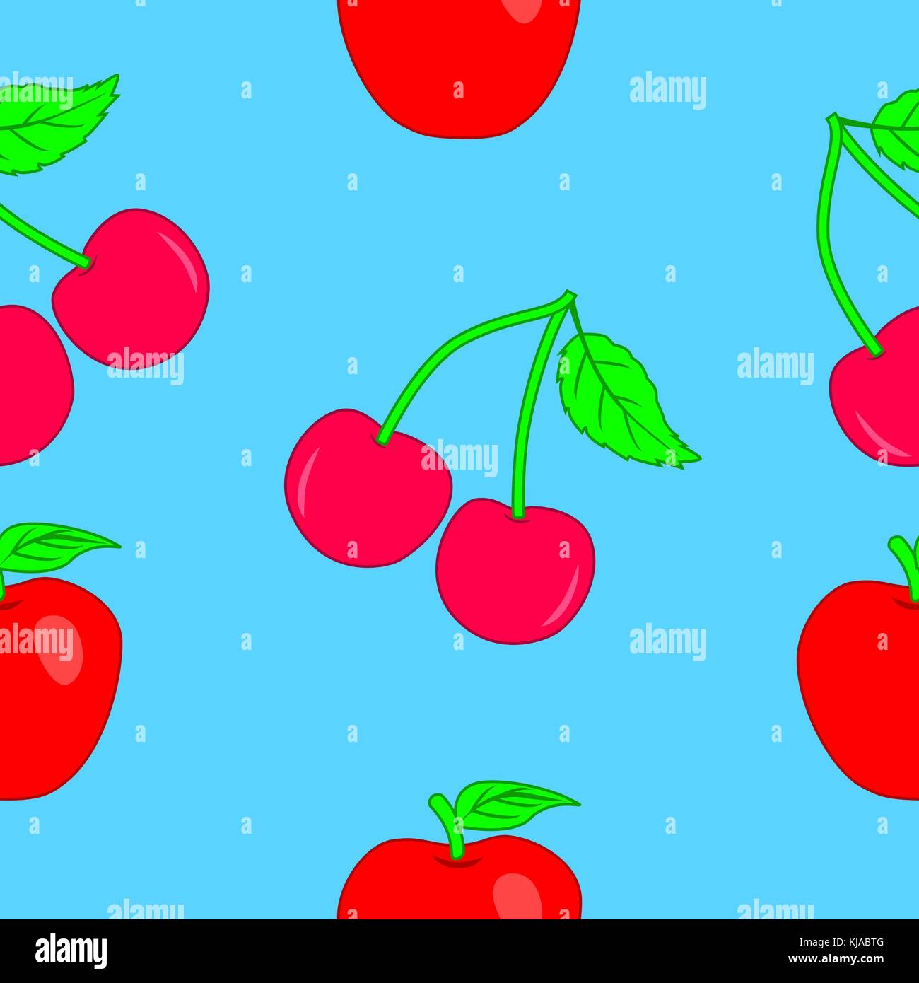 Isolated blue filling a seamless texture of apples and cherries Stock ...