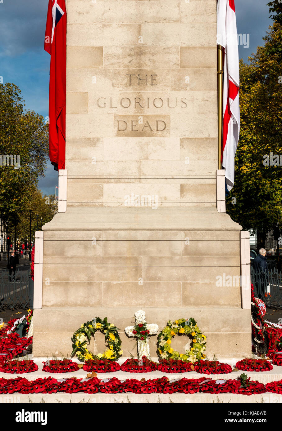 Poppy wreaths laid at the Cenotaph, Whitehall, London Stock Photo - Alamy