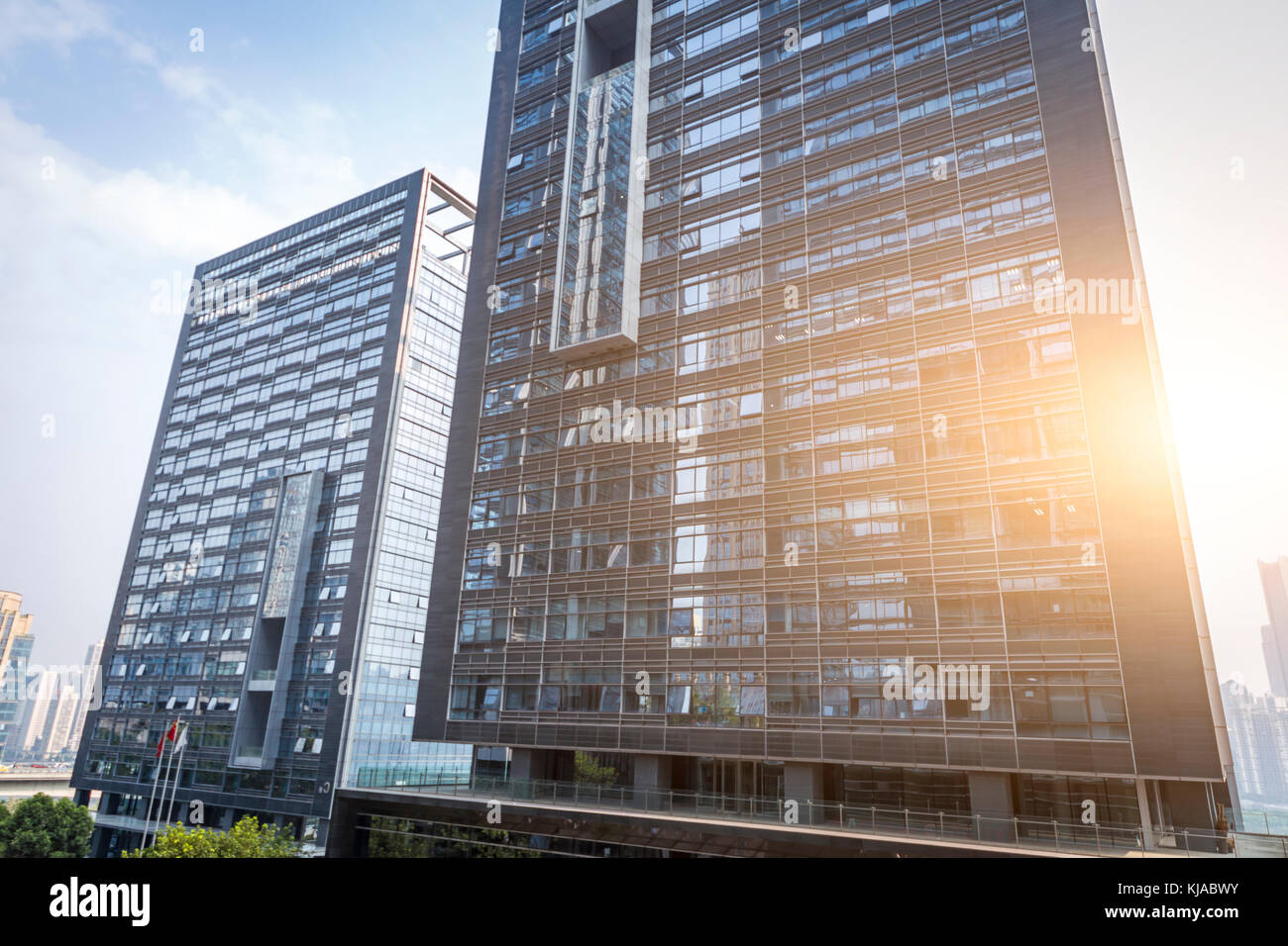 Bottom view of office building window close up Stock Photo - Alamy