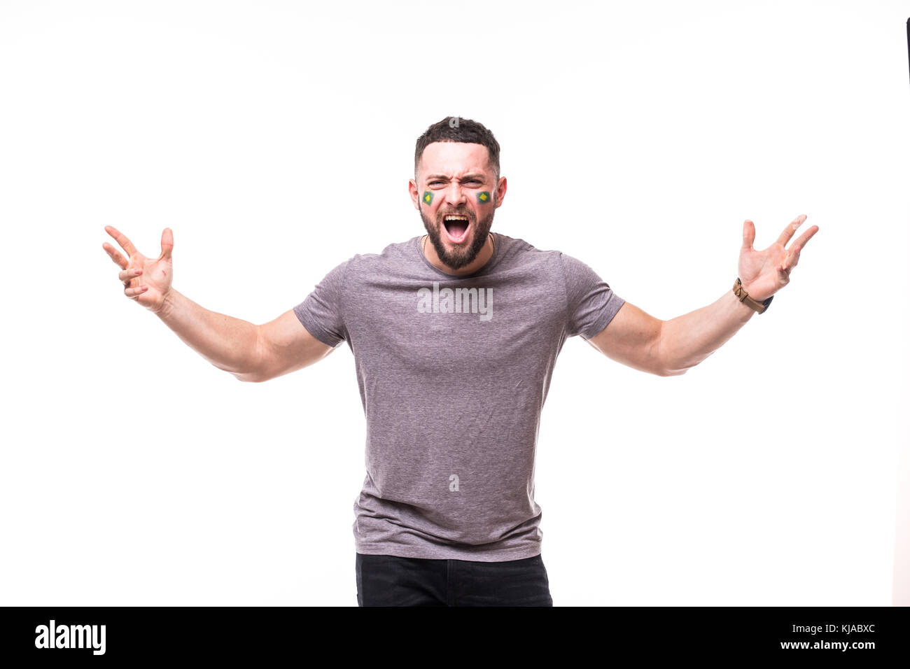 Brazil win. Victory, happy and goal scream emotions of Brazil football ...