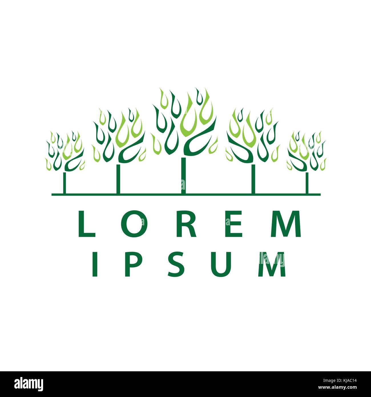 green trees illustration one line , trees symbol, isolated on white ...