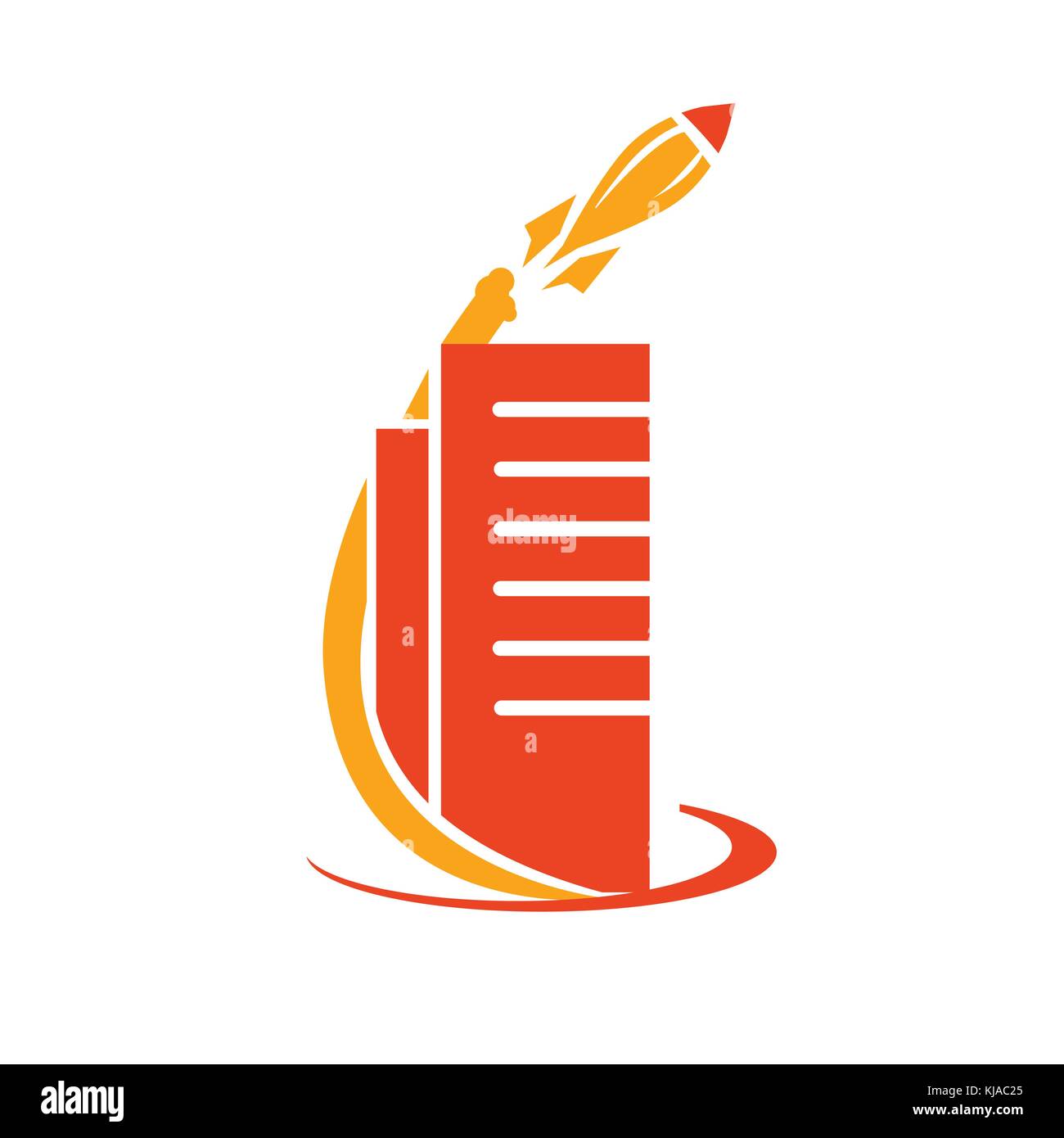 rocket with building illustration, launched rocket around building ...