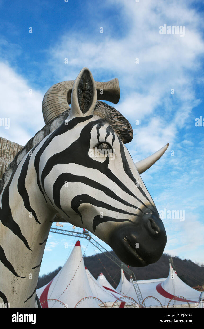a fiberglass zebra Stock Photo - Alamy