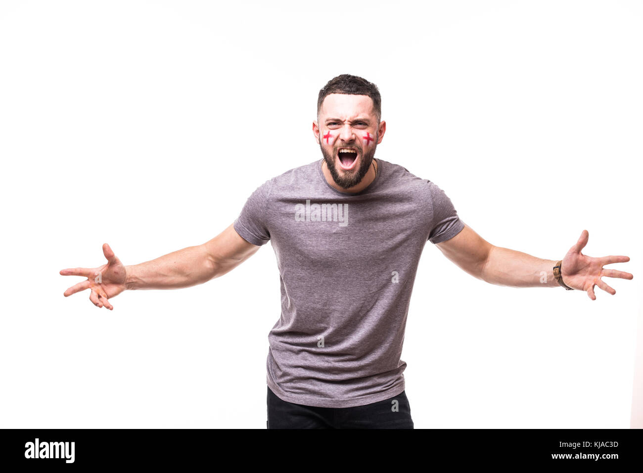 England win. Victory, happy and goal scream emotions of England ...