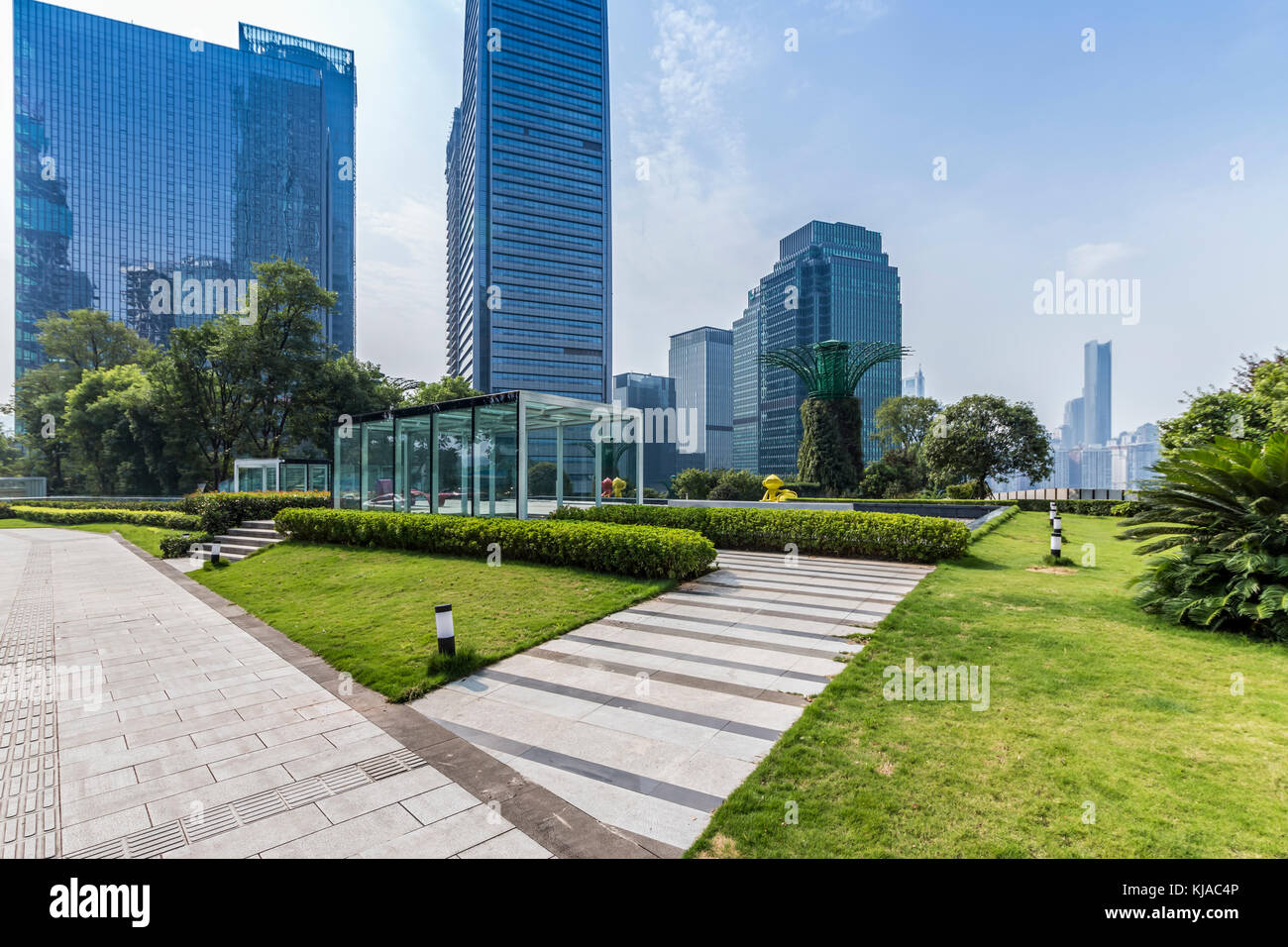 modern building and beautiful park, china Stock Photo - Alamy