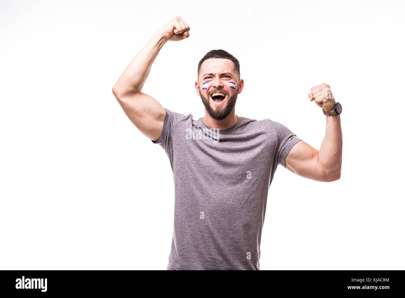 Argentina win. Victory, happy and goal scream emotions of Argentina ...