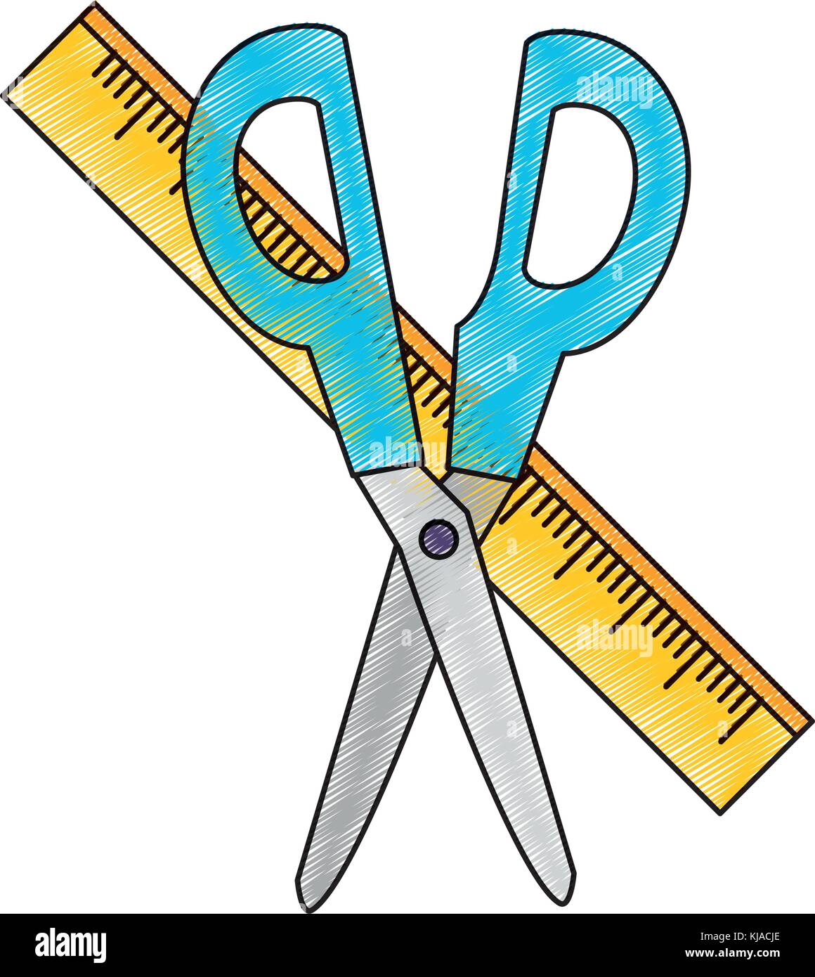 Scissor and ruler of tool instrument and cut theme Isolated design ...