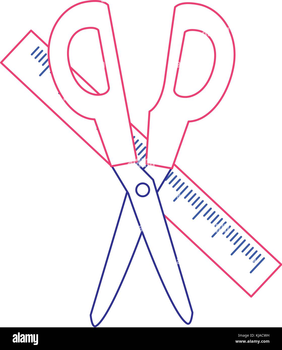 Scissor and ruler of tool instrument and cut theme Isolated design ...